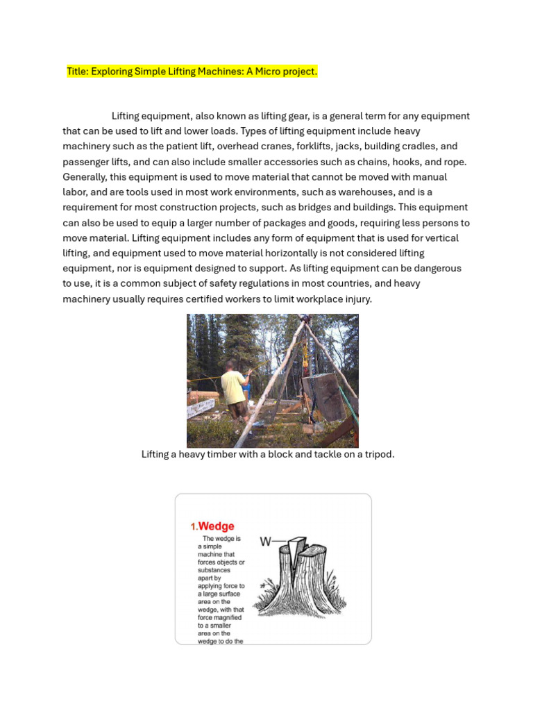 Simple Lifting Machines Overview | PDF | Machines | Mechanical Engineering