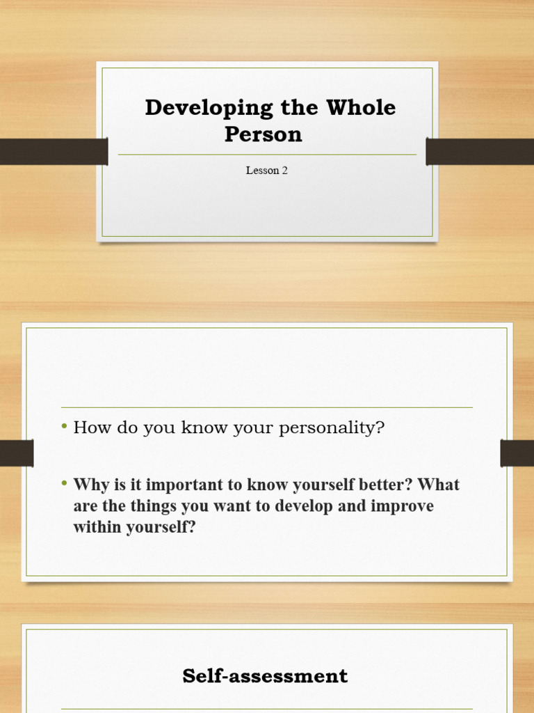 2 Developing The Whole Person | PDF | Self Esteem | Thought