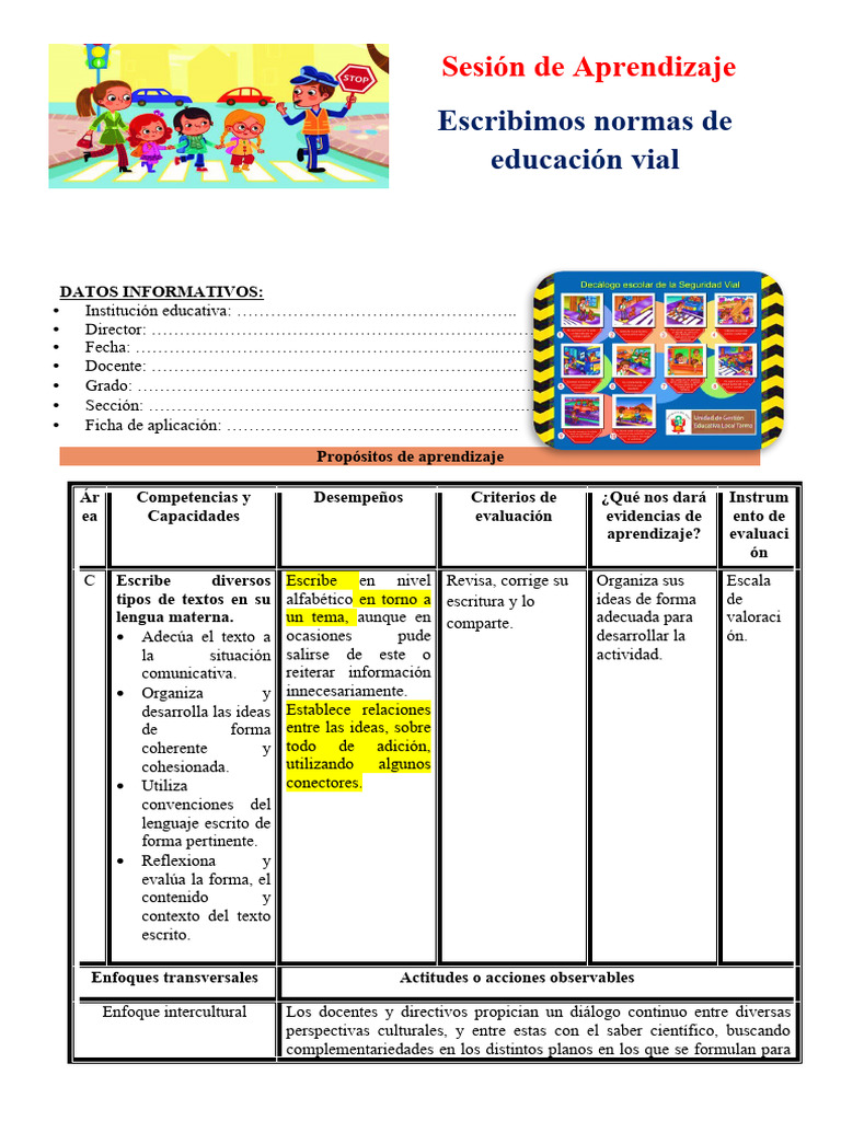 1° Sesión Día 3 Com Escribimos Normas de Educación Vial Unidad 7 Semana ...