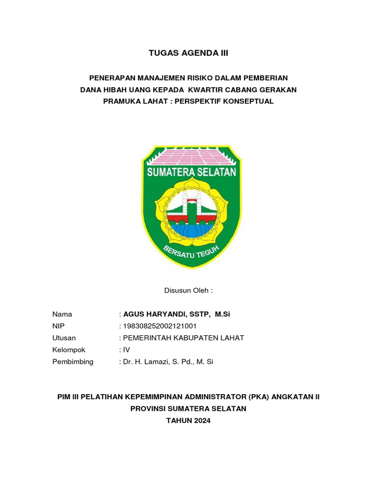 Tugas Agenda III Kelompok IV PKA Angkatan II An AGUS HARYANDI, SSTP, M.Si | PDF