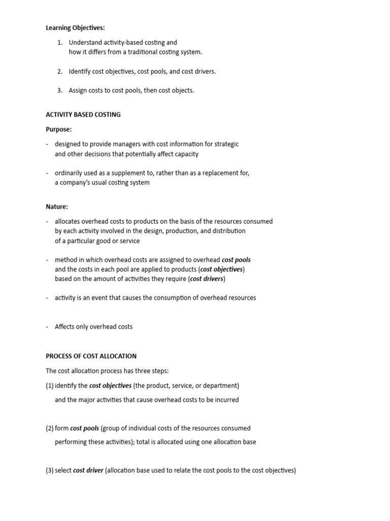 Learning Objectives | PDF | Cost | Management Accounting