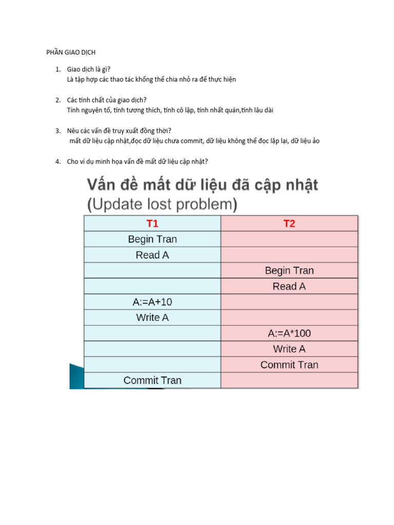 De On Tap HQTCSDL | PDF