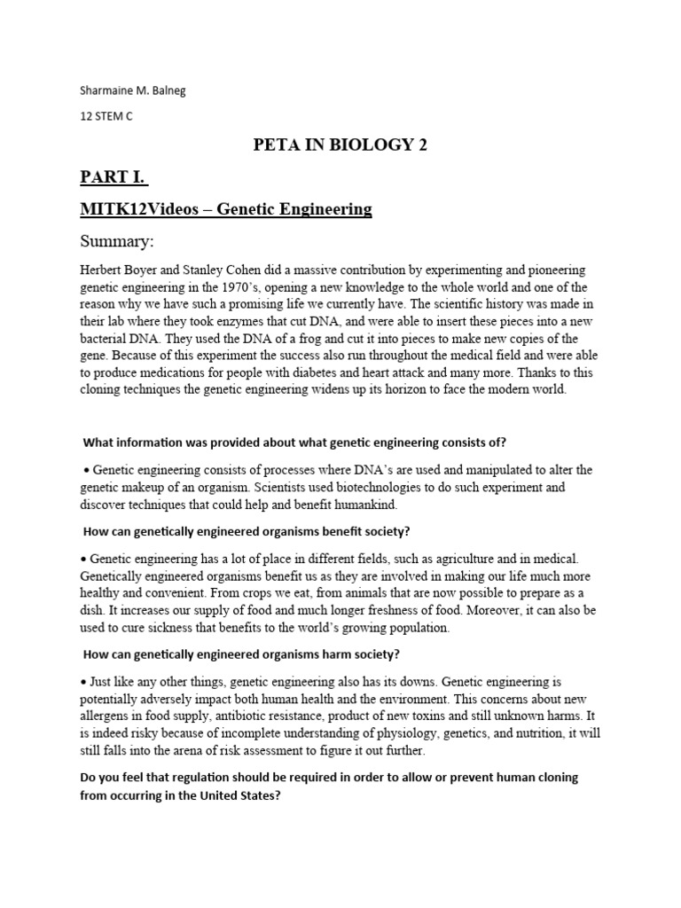 Peta Biology 2 | PDF | Genetic Engineering | Genetics