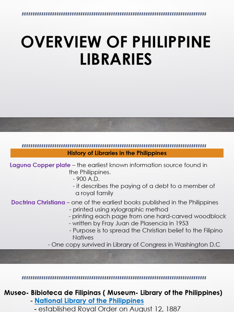 Overview of Philippine Libraries | PDF | Philippines