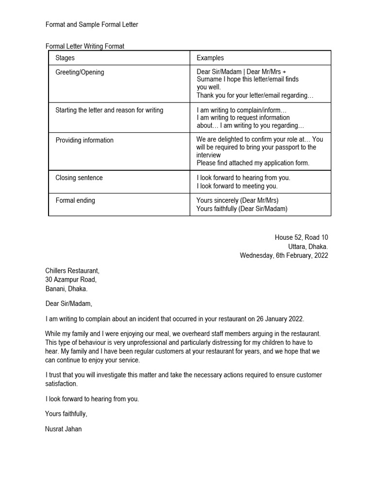 Formal Letter Writing Format | Download Free PDF | Madam