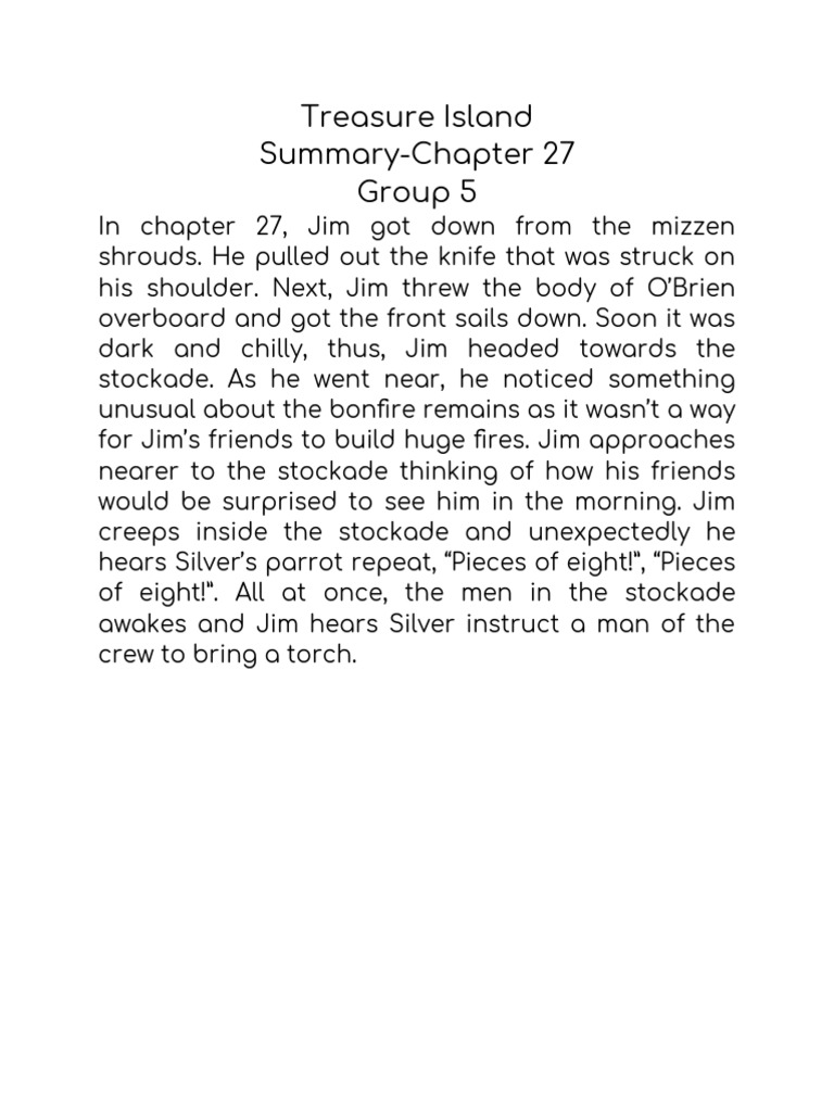 Treasure Island Summary-Chapter 27 Group 5 | PDF