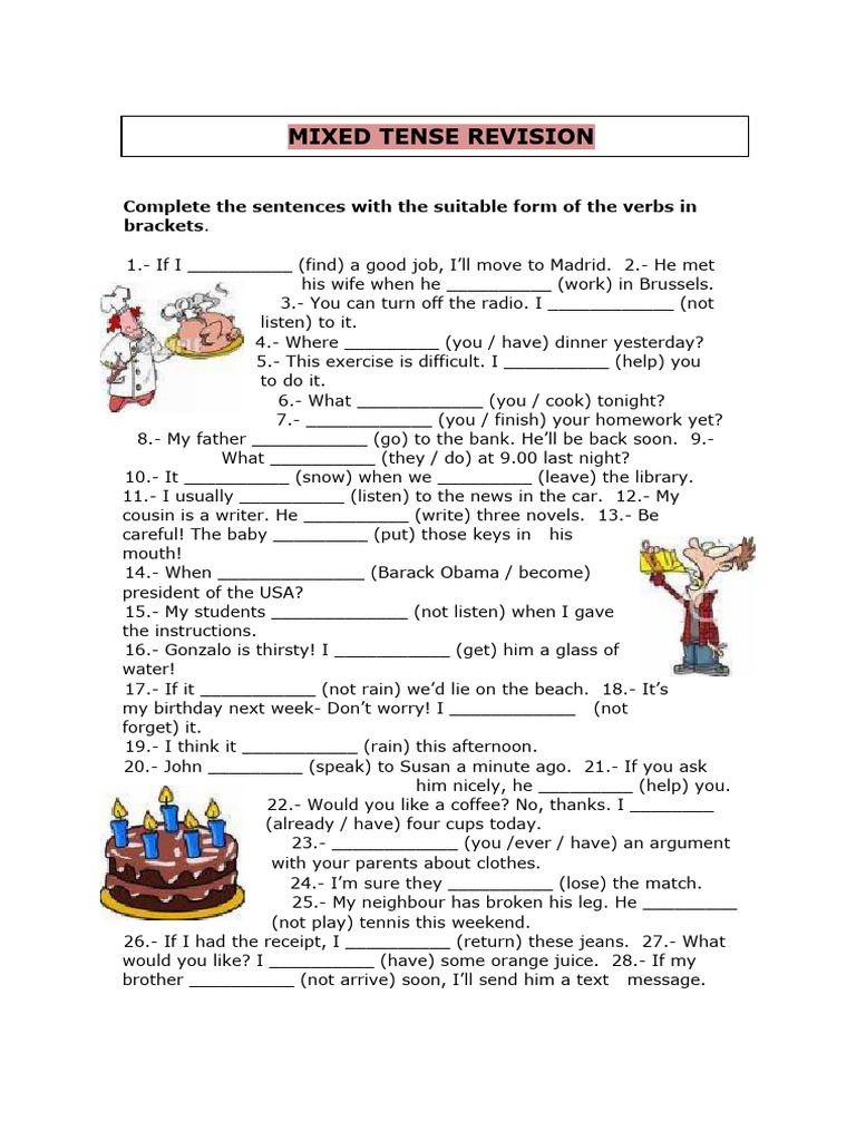 Mixed Tenses Exercise Pdf