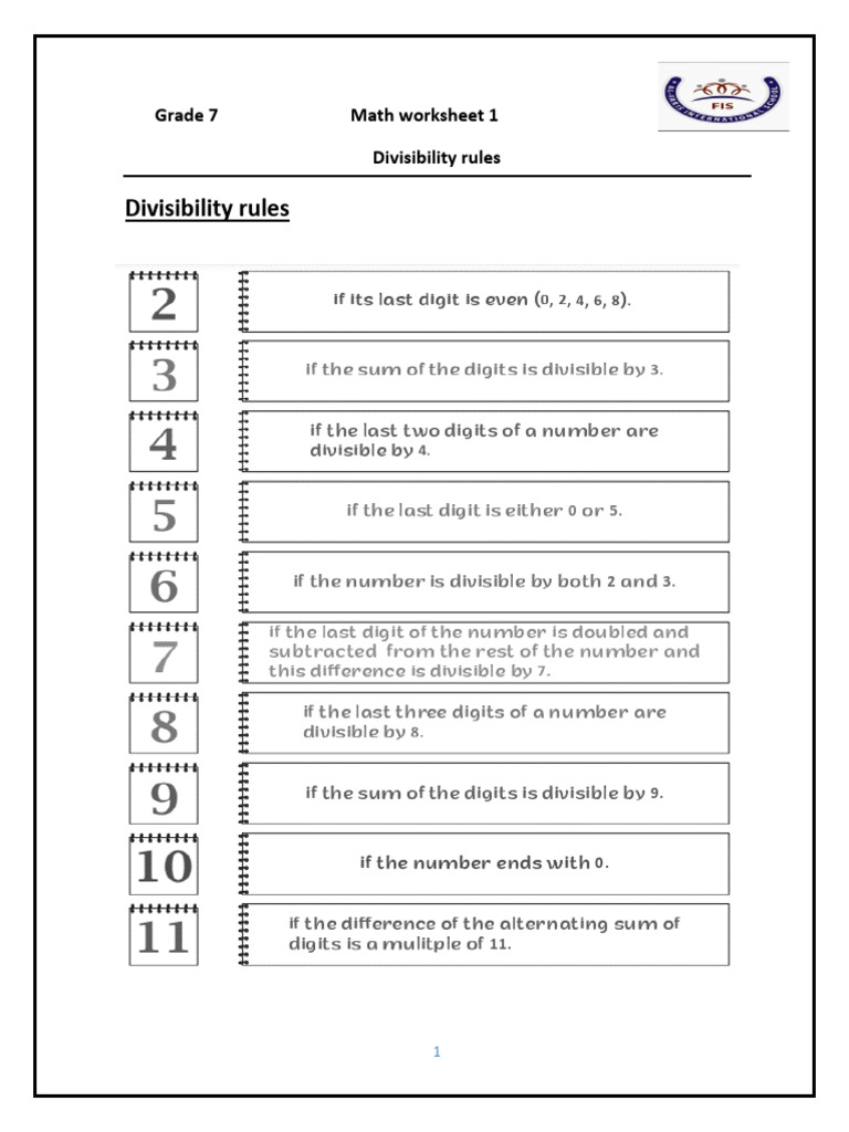 Divisibility Rules | PDF | Numbers | Arithmetic