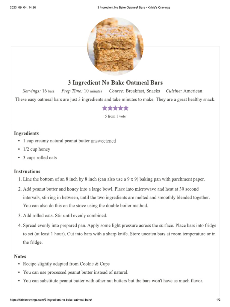 Oatmeal Bars | PDF