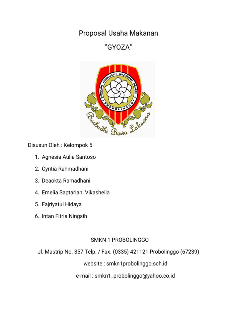 Proposal Kegiatan Usaha - Produk Gyoza | PDF