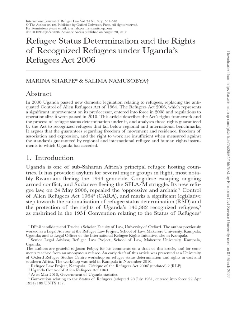 Uganda's Refugee Act: Rights & Gaps | PDF | Refugee | Human Rights