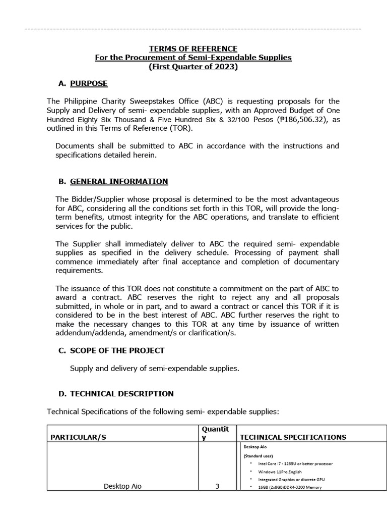 Procurement of Semi-Expendable Supplies | PDF | Usb | Laptop
