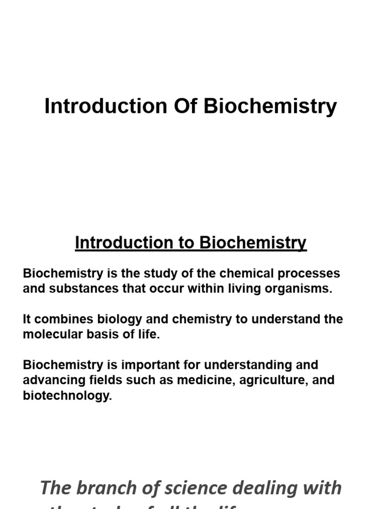 Biochemistry Basics and Applications | PDF | Biochemistry | Chemistry