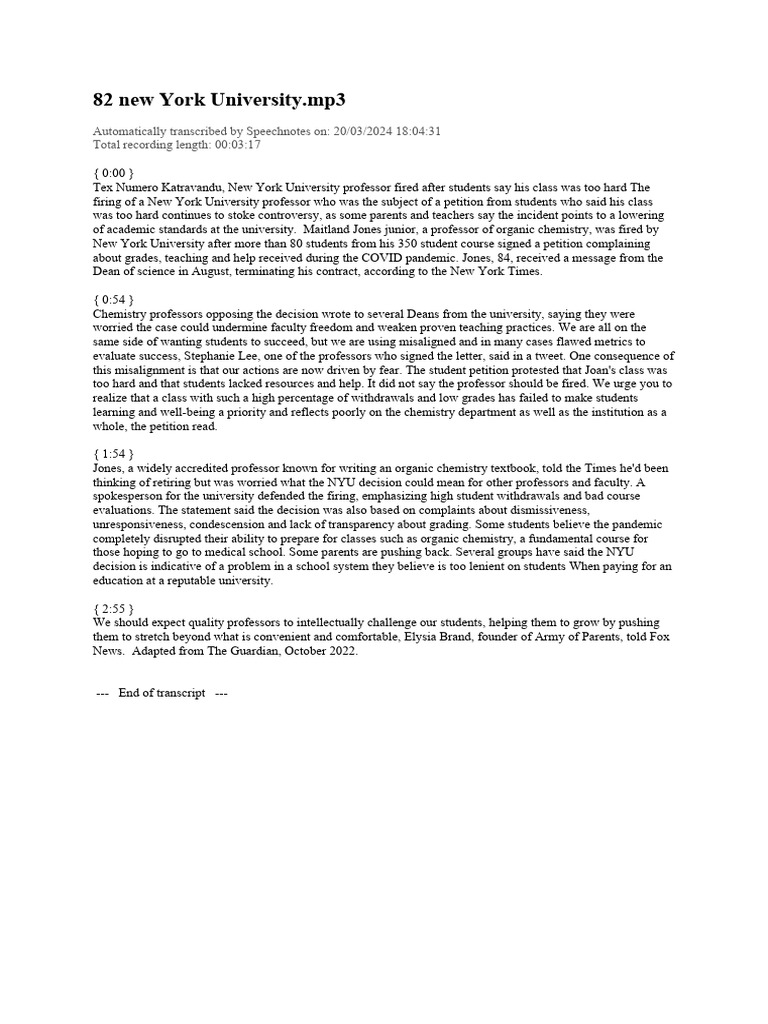 82 New York University - mp3 - Transcript | PDF
