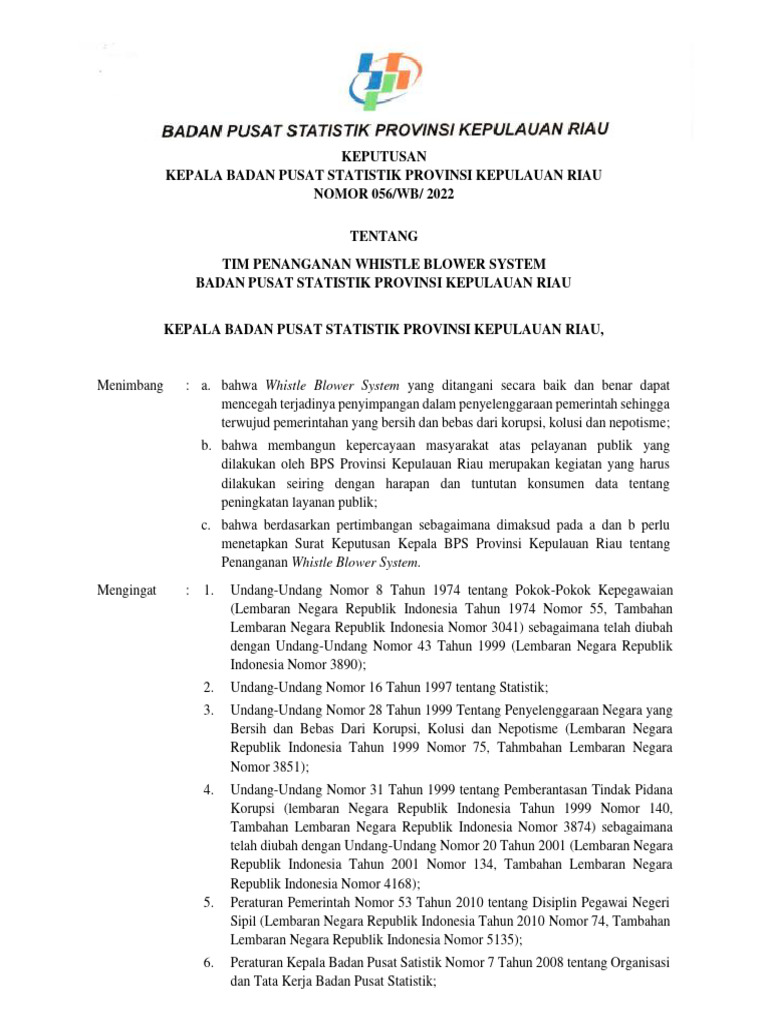 5.4.a.i. Contoh SK Tim WBS Satuan Kerja | PDF
