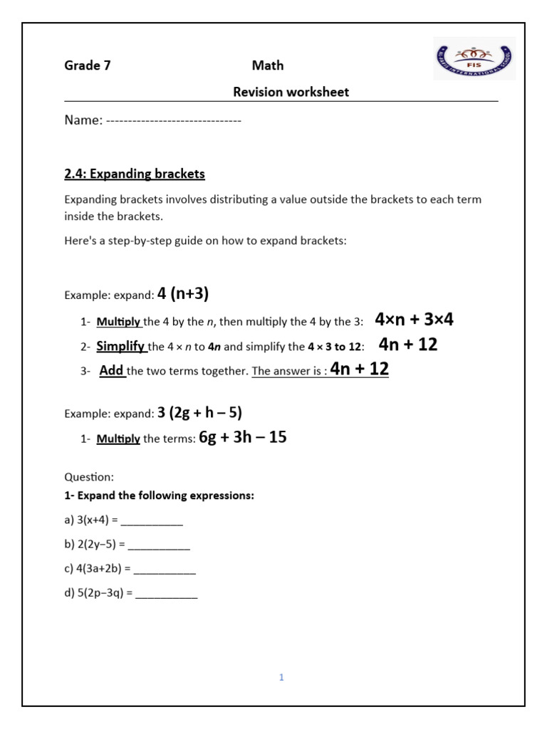 revision worksheet unit 2 | PDF | Equations | Length
