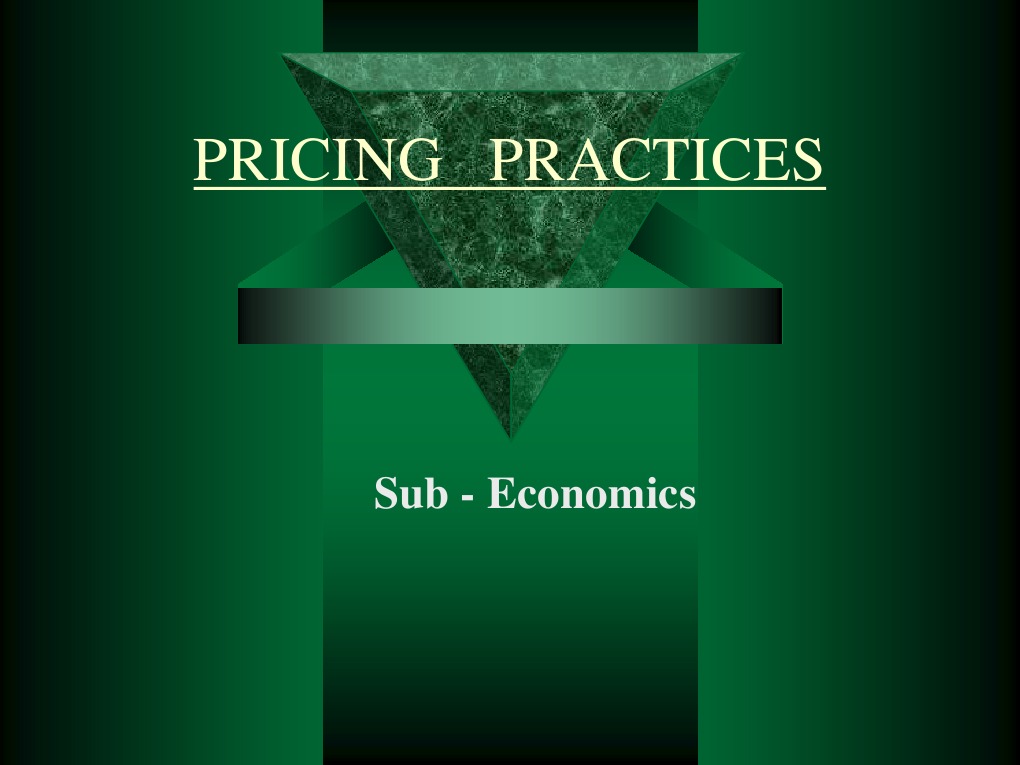 Pricing Practices: Sub - Economics | Download Free PDF | Price ...
