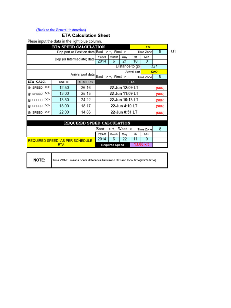 ETA Calculation Sheet | PDF | Speed | Astronomy