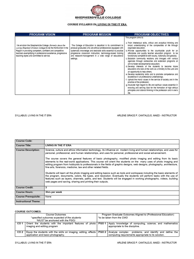 Course-Syllabus-Living-in-the-IT-Era | PDF | Educational Technology ...