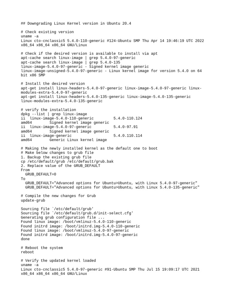 Ubuntu Kernel Downgrade Guide | PDF | Linux | Unix Variants