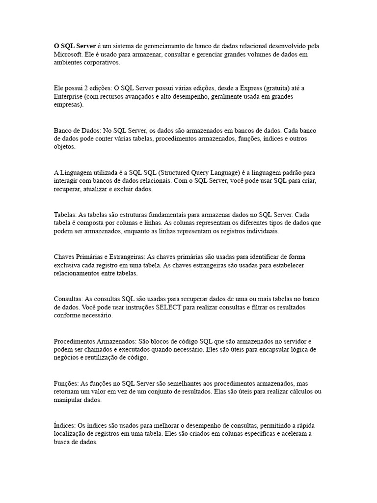 O SQL Server | PDF | SQL | Microsoft SQL Server