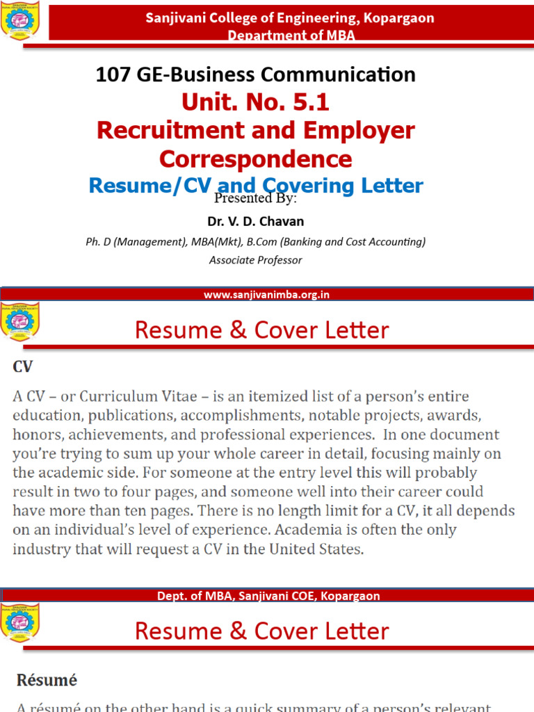 Employer Correspondence 5.1 Resume CV & Cover Letter | PDF | Résumé | Typefaces