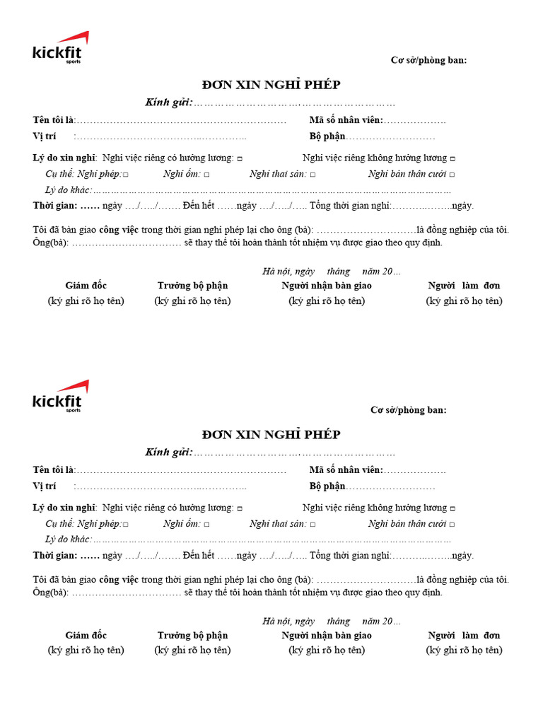 On Xin Nghi Phep - KFS | PDF