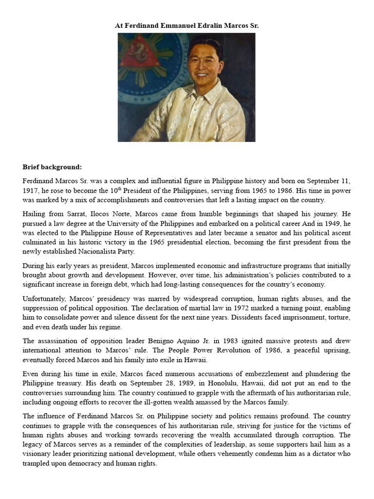 Ferdinand Marcos Sr. | PDF | Philippines | Government