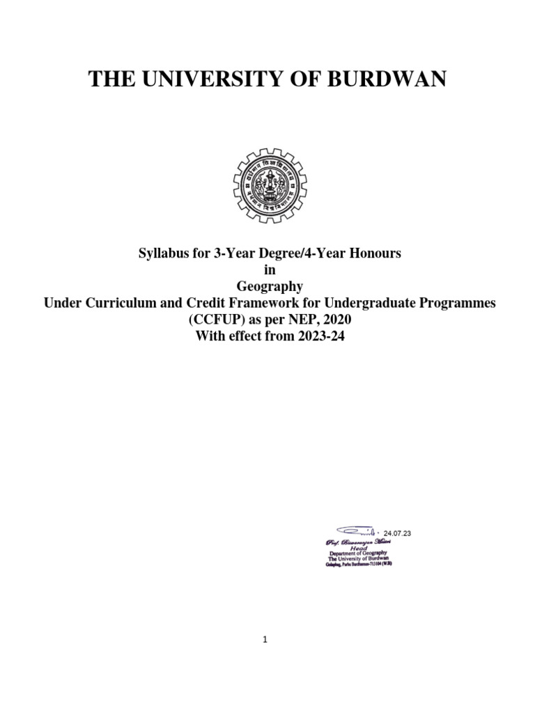 Ug-Geography Nep Syllabus-Bu-24.07.23 | PDF | Geomorphology | Demography