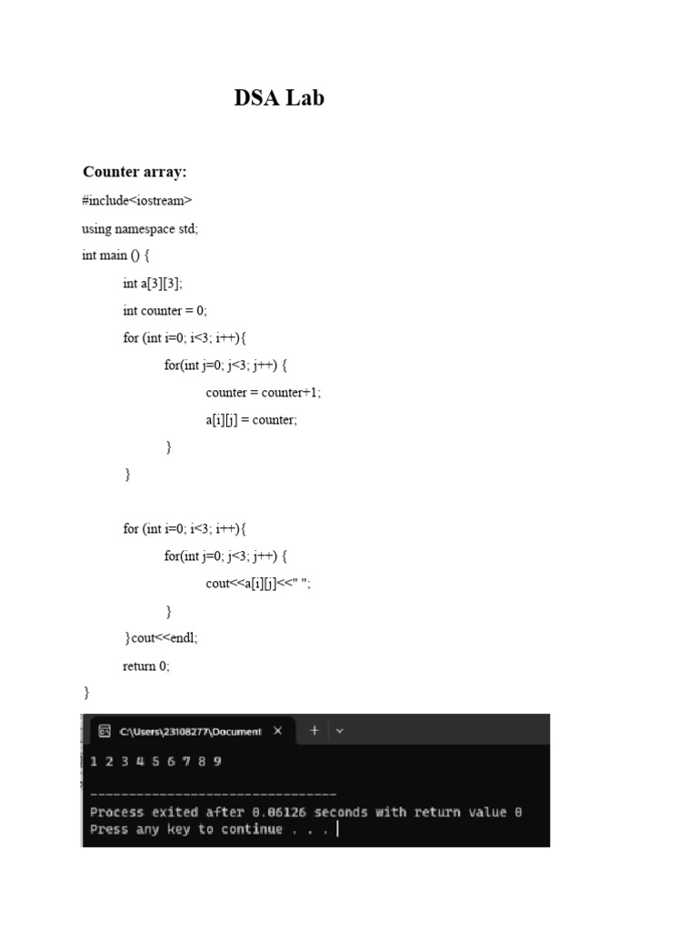 DSA Lab | PDF | Computer Science | Computer Programming DSA Lab | PDF | Computer Science | Computer Programming