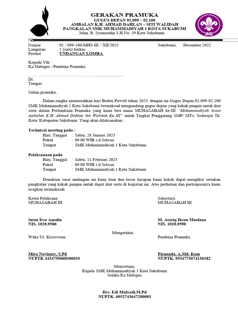 Surat Undangan Lomba | PDF