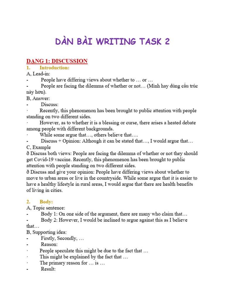 Dàn Bài Writing Task 2 | PDF | Reason