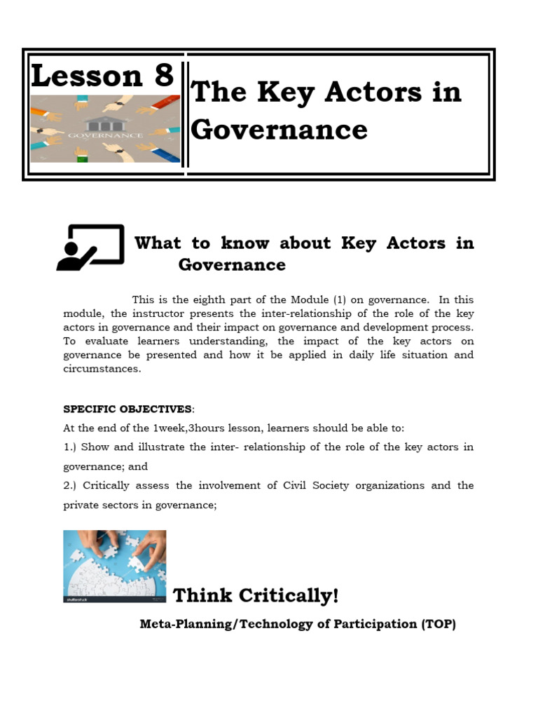 Key Actors in Governance Explained | PDF | Governance | Civil Society