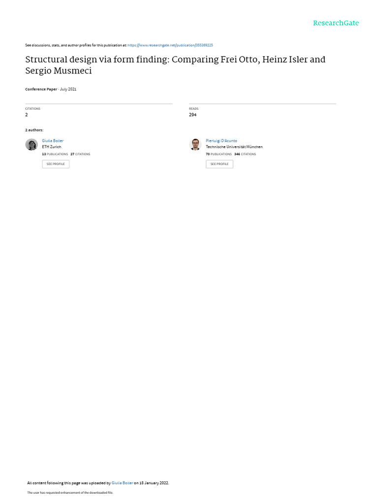 Structural Design Via Form Finding: Comparing Frei Otto, Heinz Isler ...