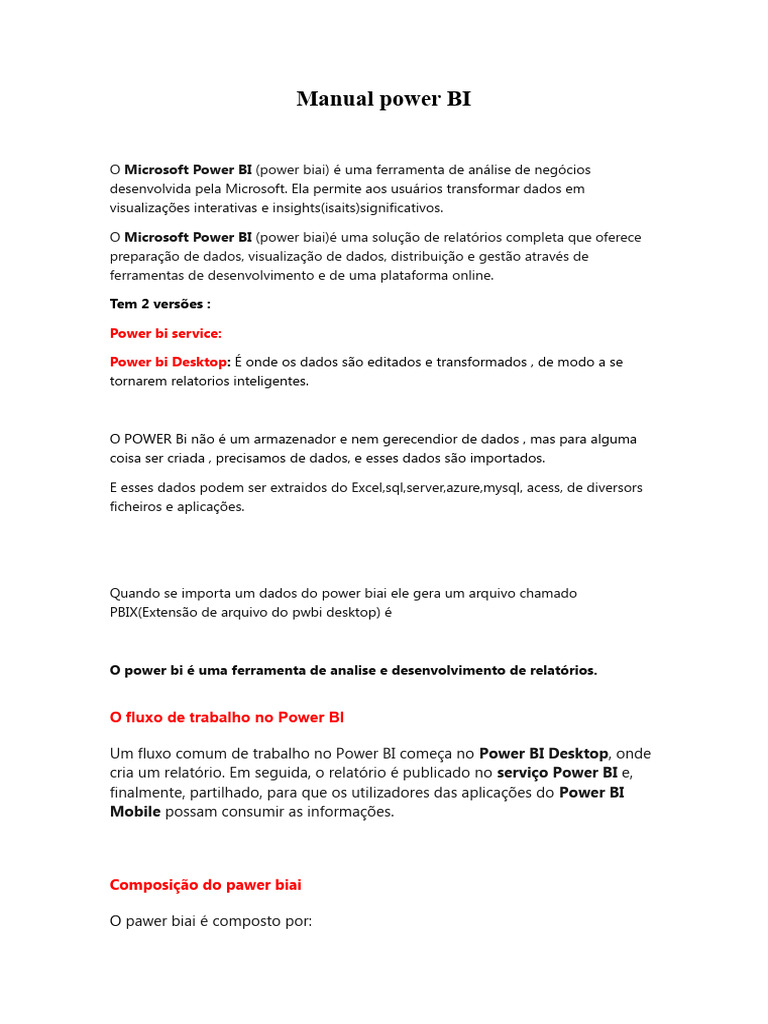 Manual Power BI | PDF | Software de aplicação | Ambiente de desktop