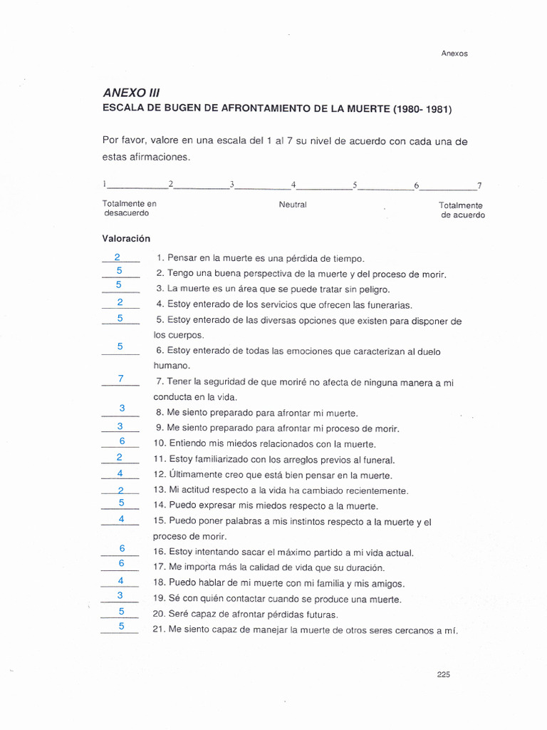 ESCALA DE BUGEN DE AFRONTAMIENTO DE LA MUERTE | PDF