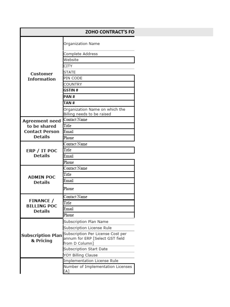 ERP - Zoho Contract Format | PDF | Subscription Business Model