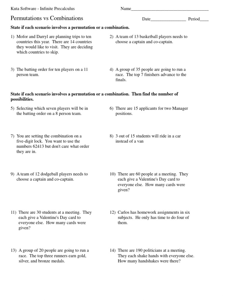 11 - Permutations Vs Combinations | PDF