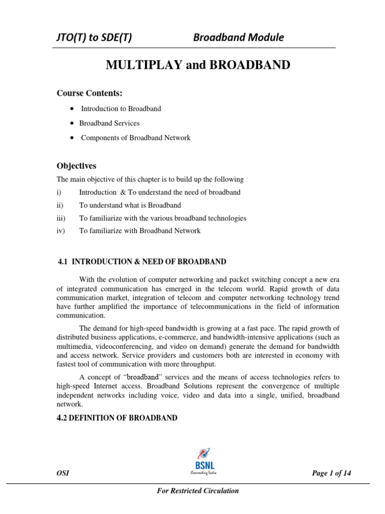 Ch6. Broadband and MULTIplay | PDF | Broadband | Computer Network