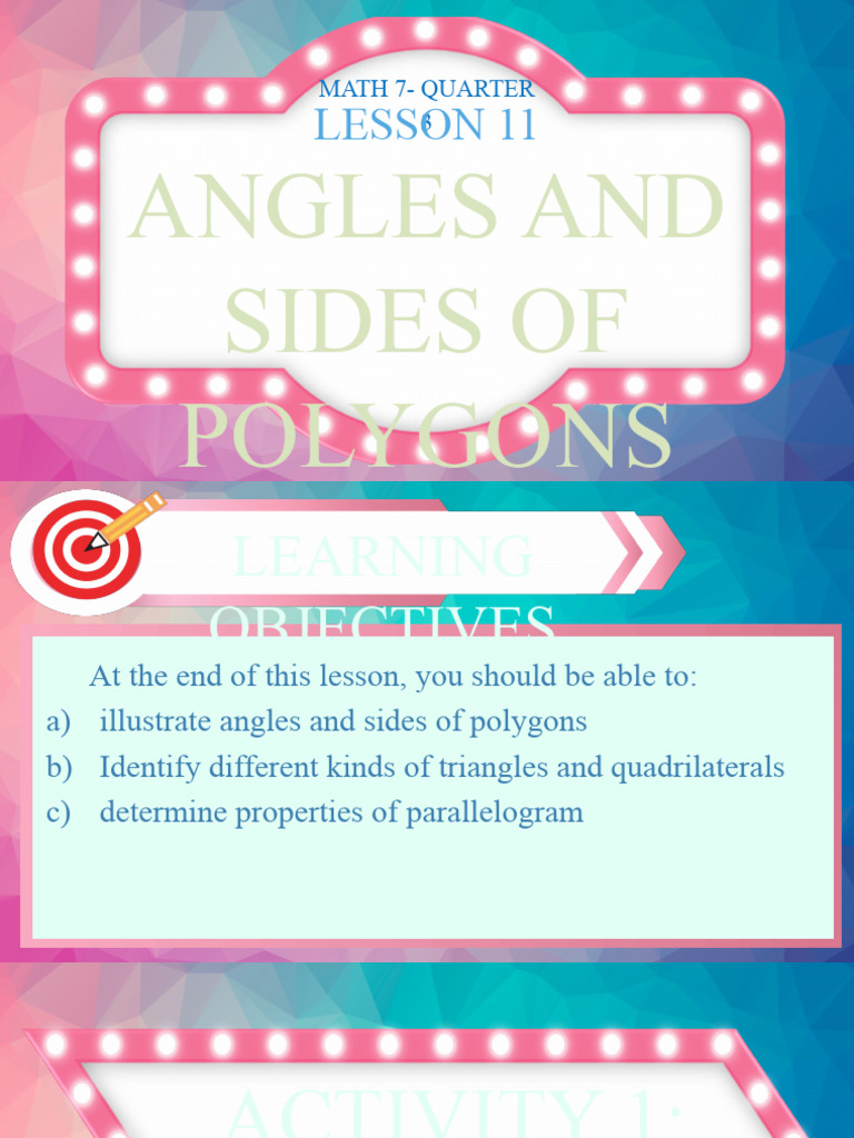 Math7 - Q3W6D1 - Angles and Sides of Polygons | PDF | Triangle | Rectangle