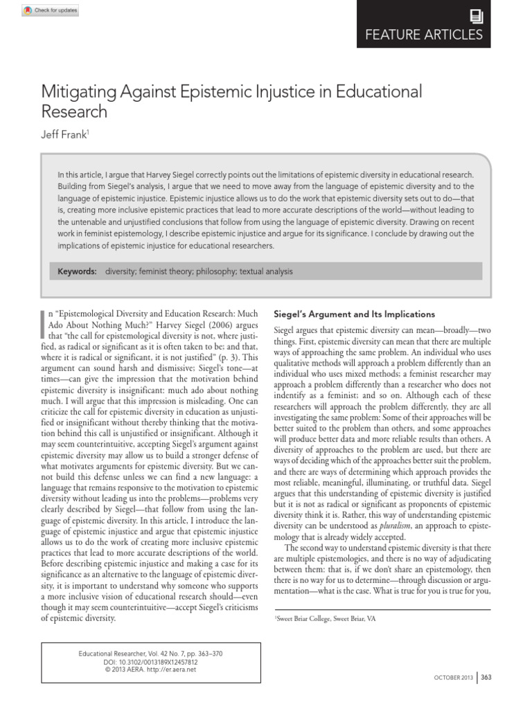 Epistemic Injustice in Education Research | PDF | Epistemology | Relativism