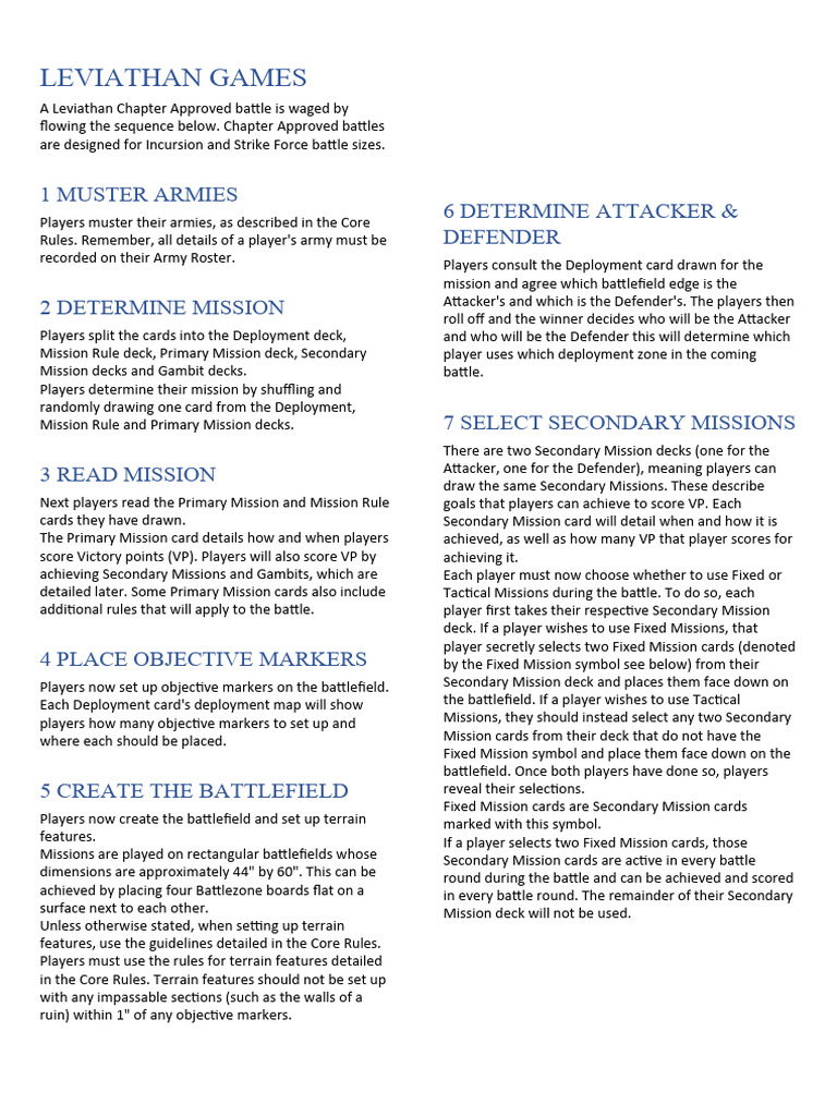 40K10 Leviathan Tournament Rules | PDF | Battles | Games Of Mental Skill