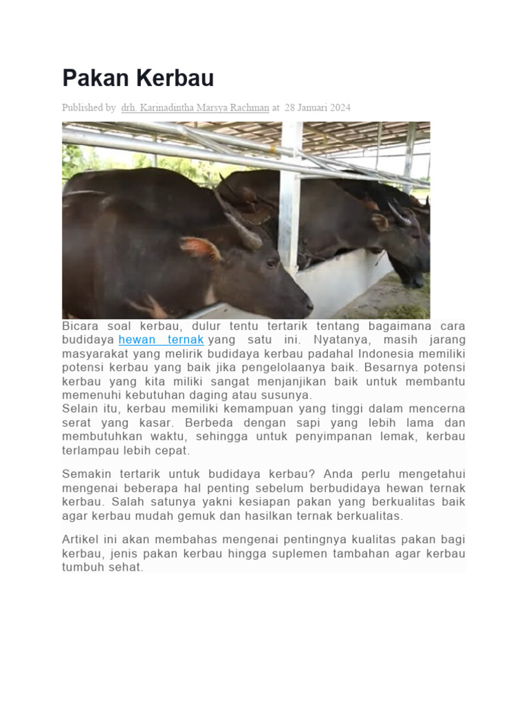 Pakan Kerbau | PDF