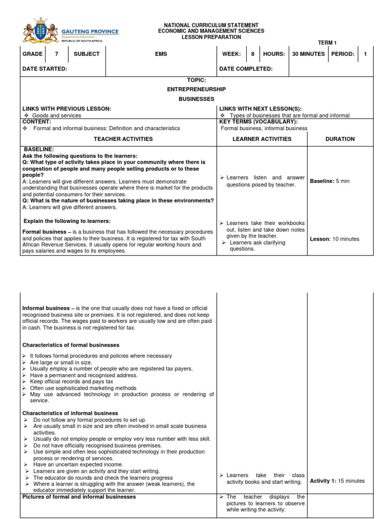 Week 8 Lesson Plan 1 | PDF | Learning | Teachers