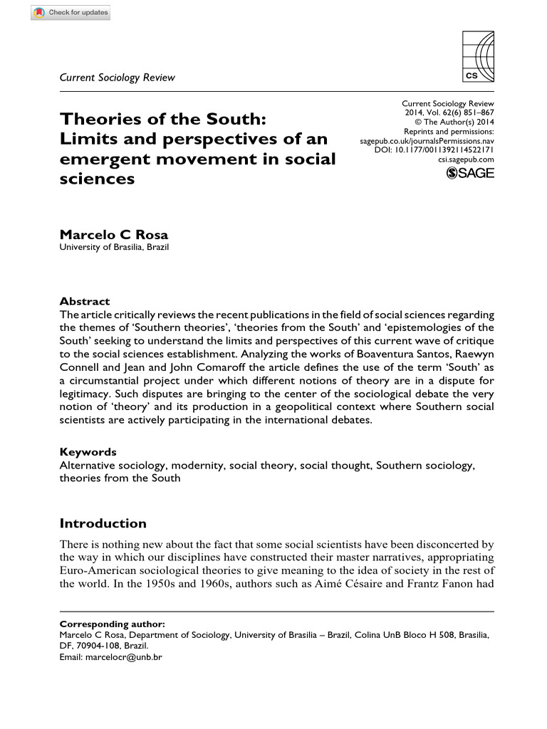 Rosa 2014 Theories of The South Limits and Perspectives of An Emergent ...