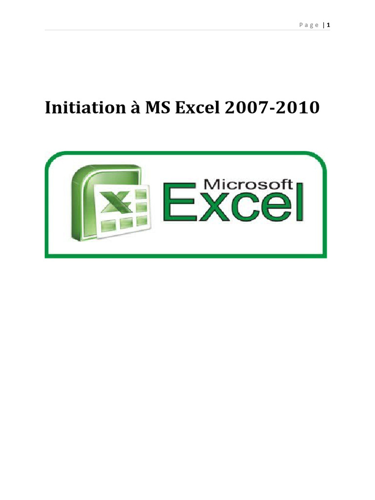 Initiation à Excel 2007-2010 | PDF | Microsoft Excel | Génie logiciel