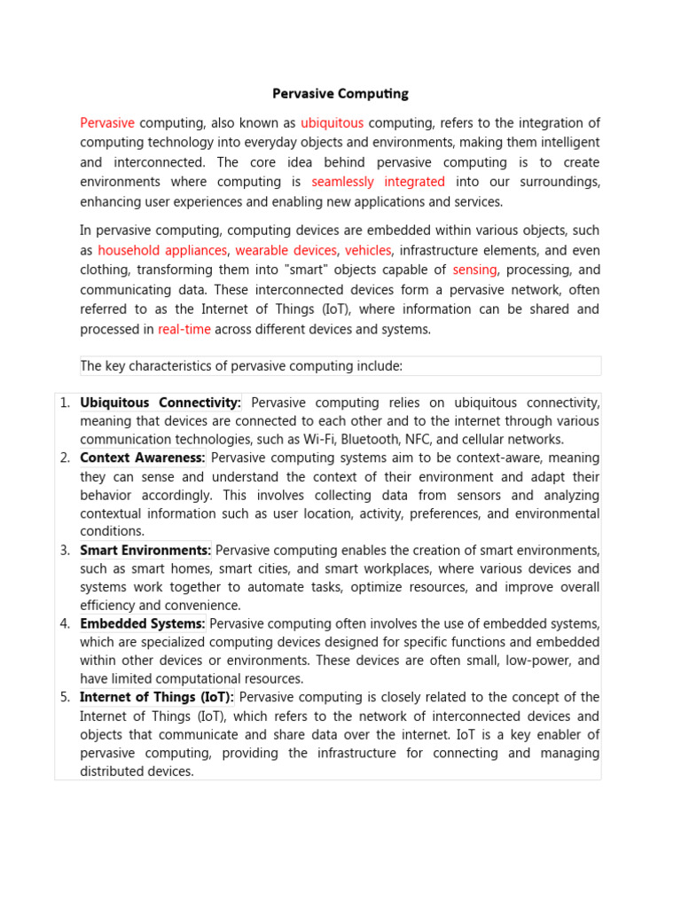 Pervasive Computing | PDF | Internet Of Things | Computing