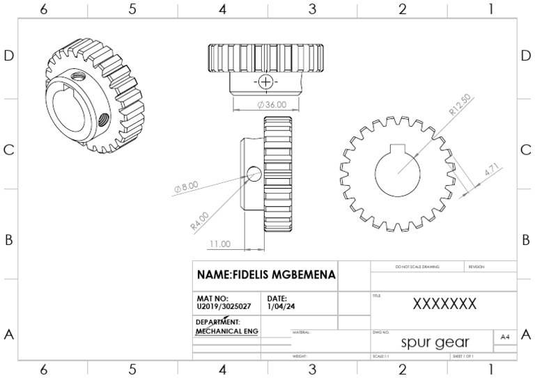Spur Gear Drawing Details | PDF