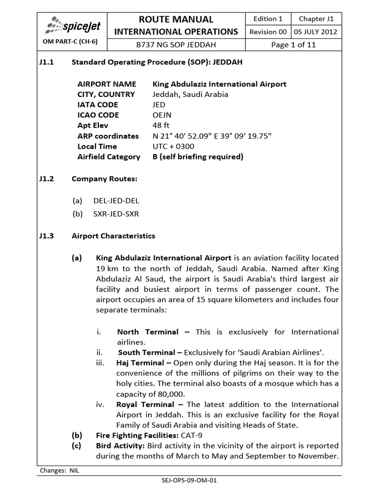 Jeddah Airport Operations Manual | PDF | Transport | Aviation