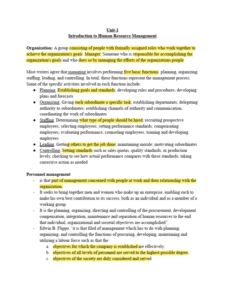 Human Resource Management Overview | PDF | Human Resource Management ...